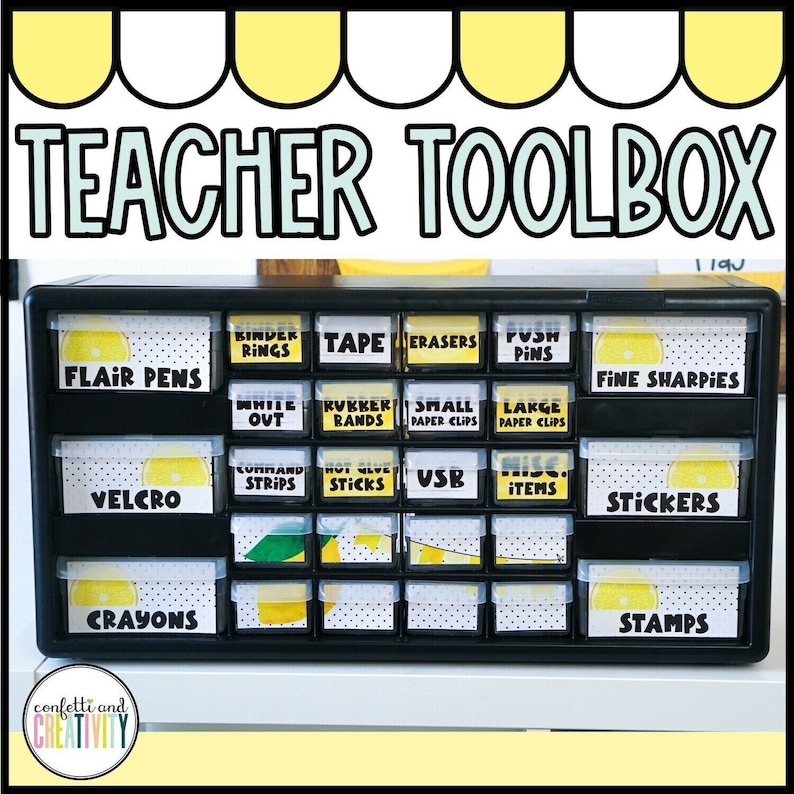 Lemon Teacher Toolbox Editable Labels Lemon Farmhouse - Etsy