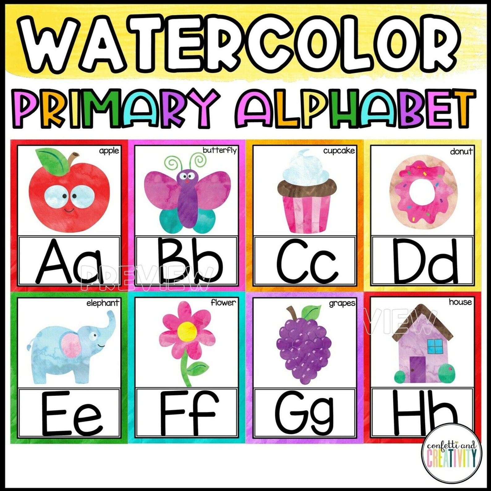Watercolor Classroom Alphabet Posters Alphabet Display - Etsy