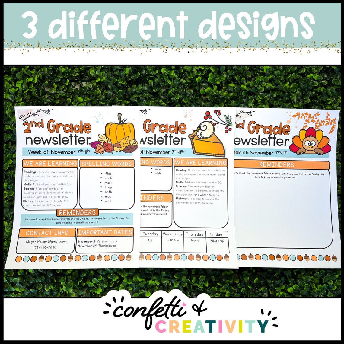 EDITABLE Thanksgiving Classroom Newsletter Teacher - Etsy