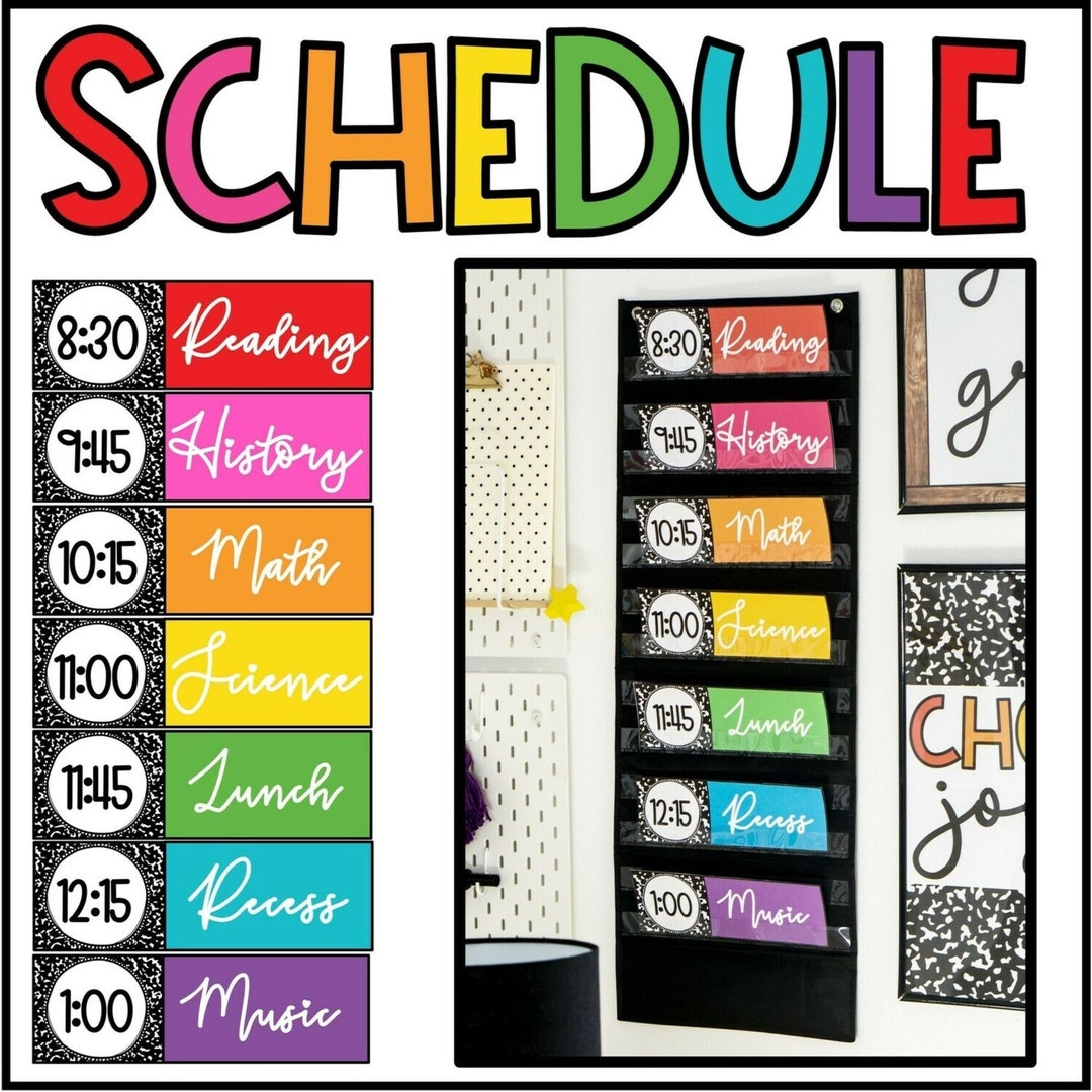 Editable Classroom Schedule: Bright Elementary Decor (digital Download ...