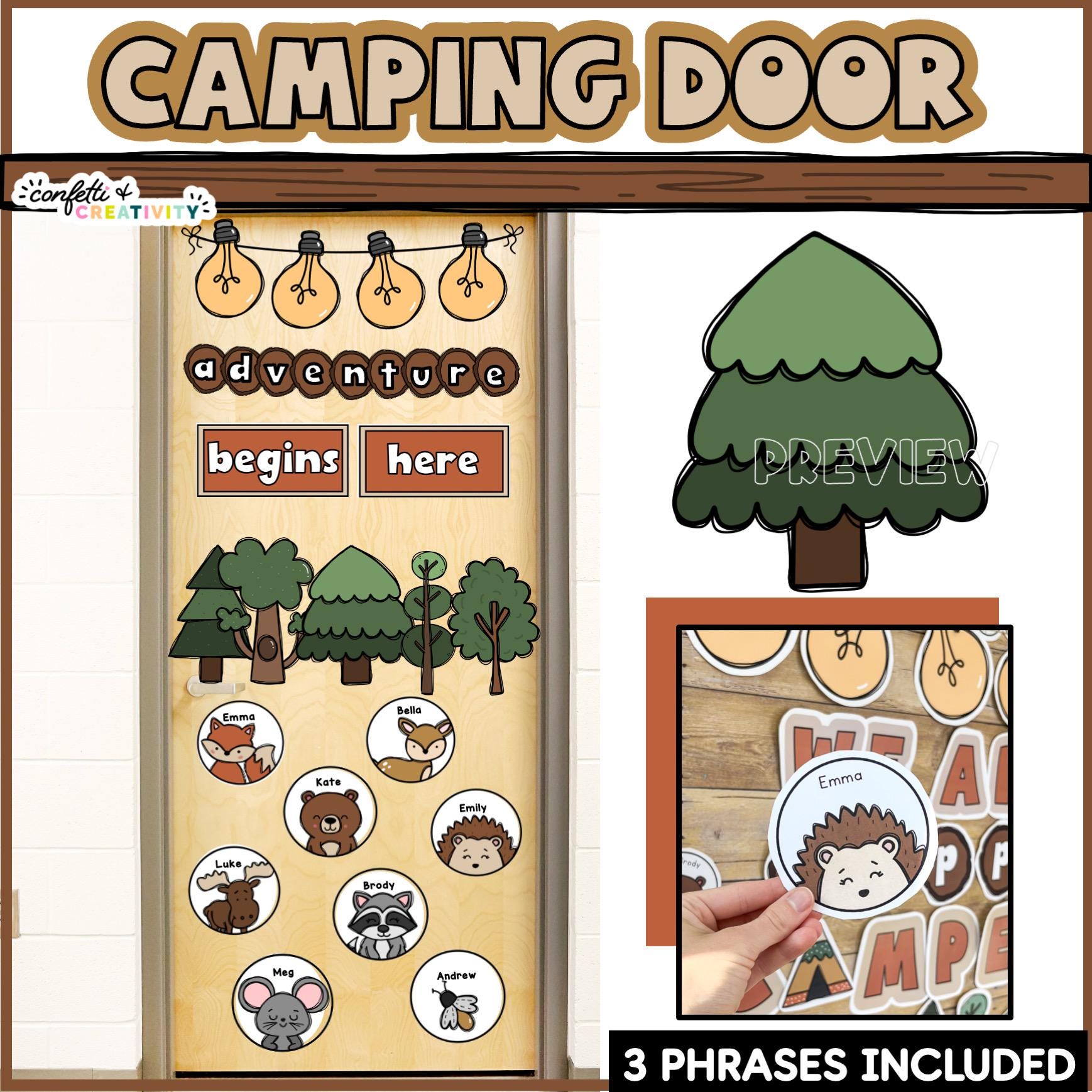 Camping Animals Classroom Door Display: Nature Theme Decor (digital ...