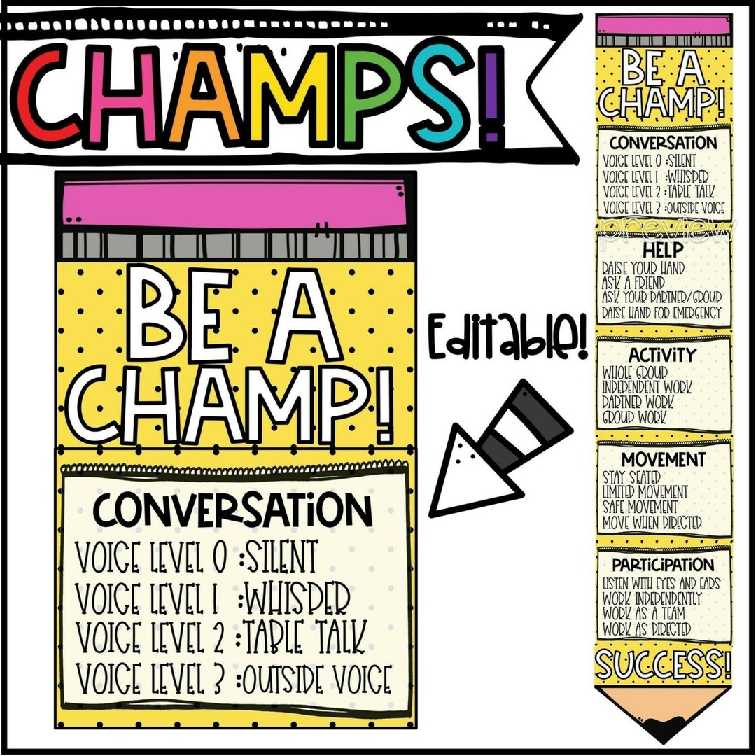 Printable CHAMPS Classroom Posters: Elementary Decor (digital Download ...