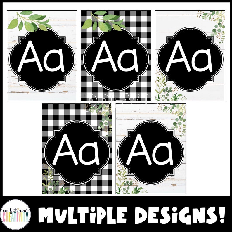 Farmhouse Classroom Alphabet Posters: Shiplap, Plaid (digital Download ...