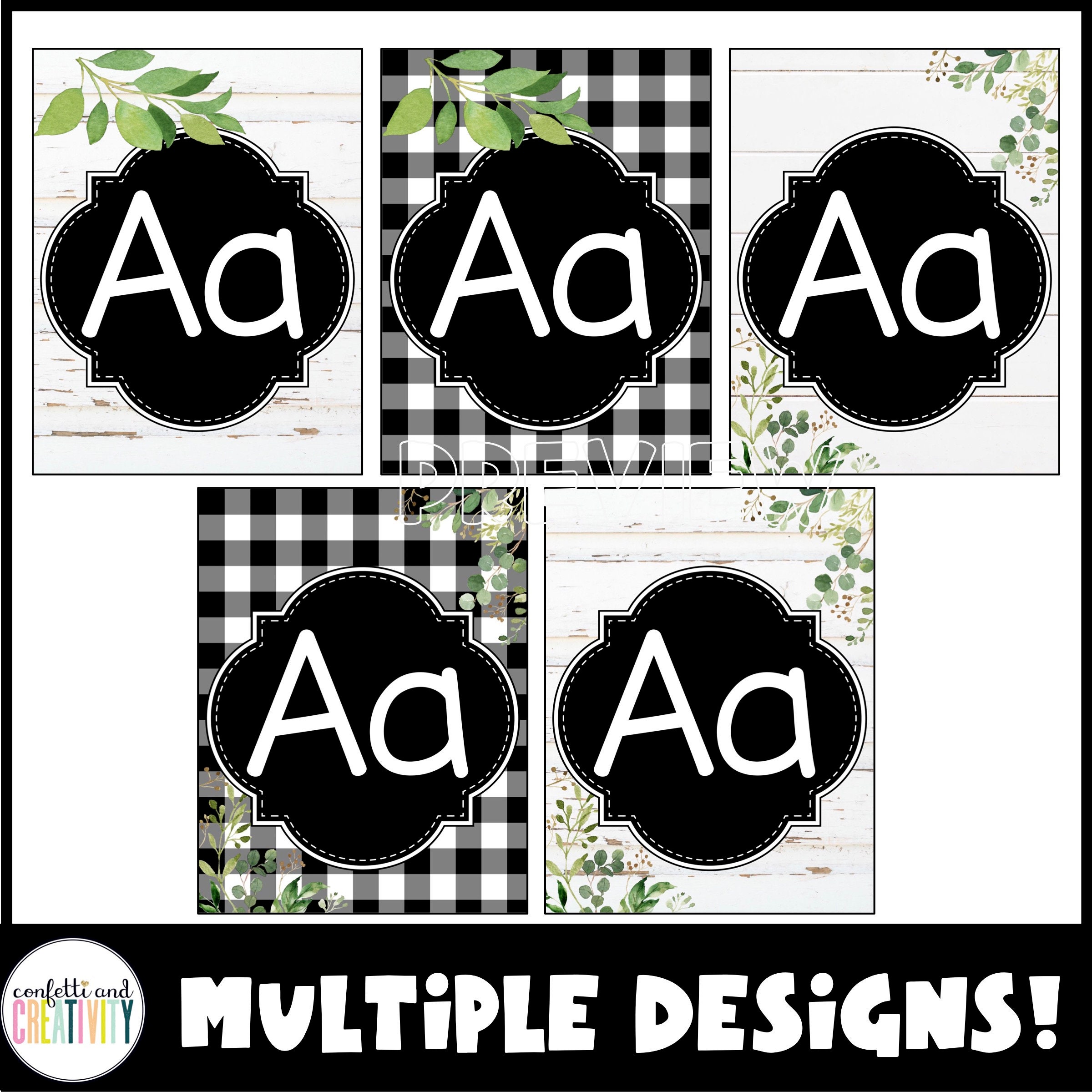 Farmhouse Classroom Alphabet Posters: Shiplap, Plaid (digital Download ...