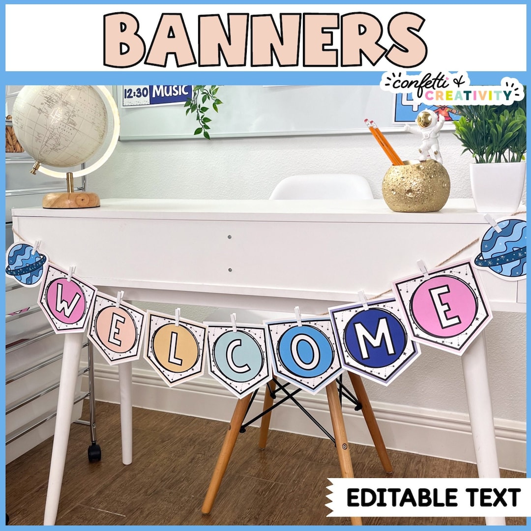 Editable Classroom Welcome Banner | Space Classroom Decor | Classroom ...