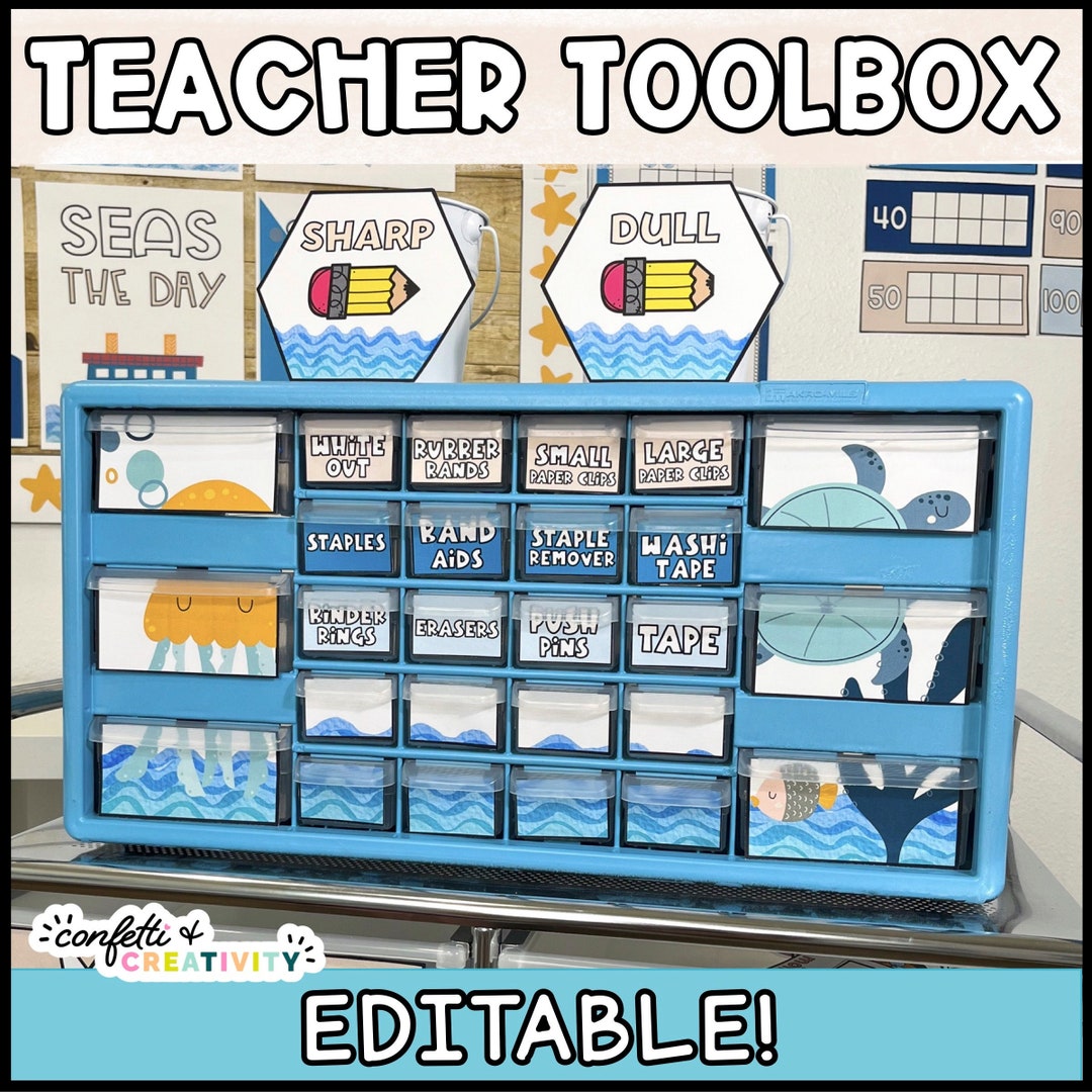 Ocean Teacher Toolbox Labels: Elementary Classroom Decor (digital ...