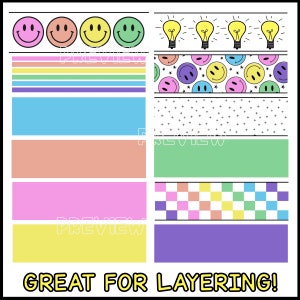 PRINTABLE Bright Bulletin Board Borders | Bulletin Board Display ...