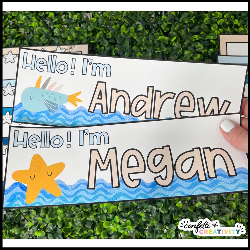 Ocean Classroom Desk Name Plates: Editable Student Name Tags (digital ...