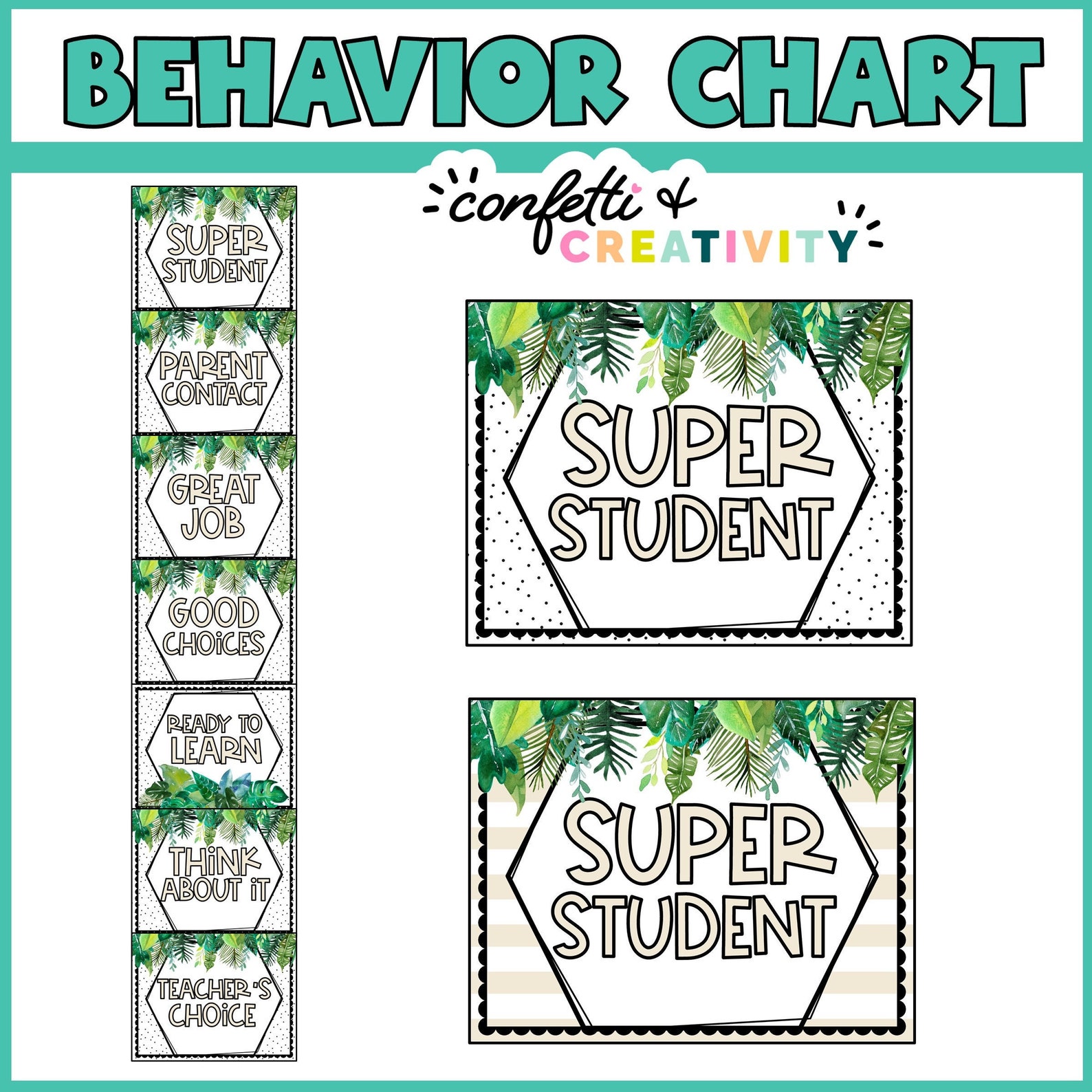 Tropical Classroom Behavior Chart: Editable Clip Chart (digital ...