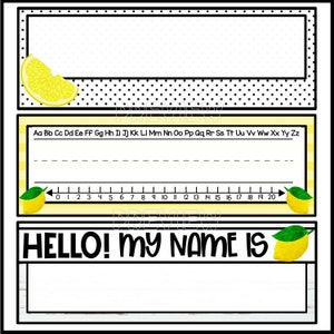 Lemon Student Desk Plates | Student Name Tags | Desk Name Plates for ...