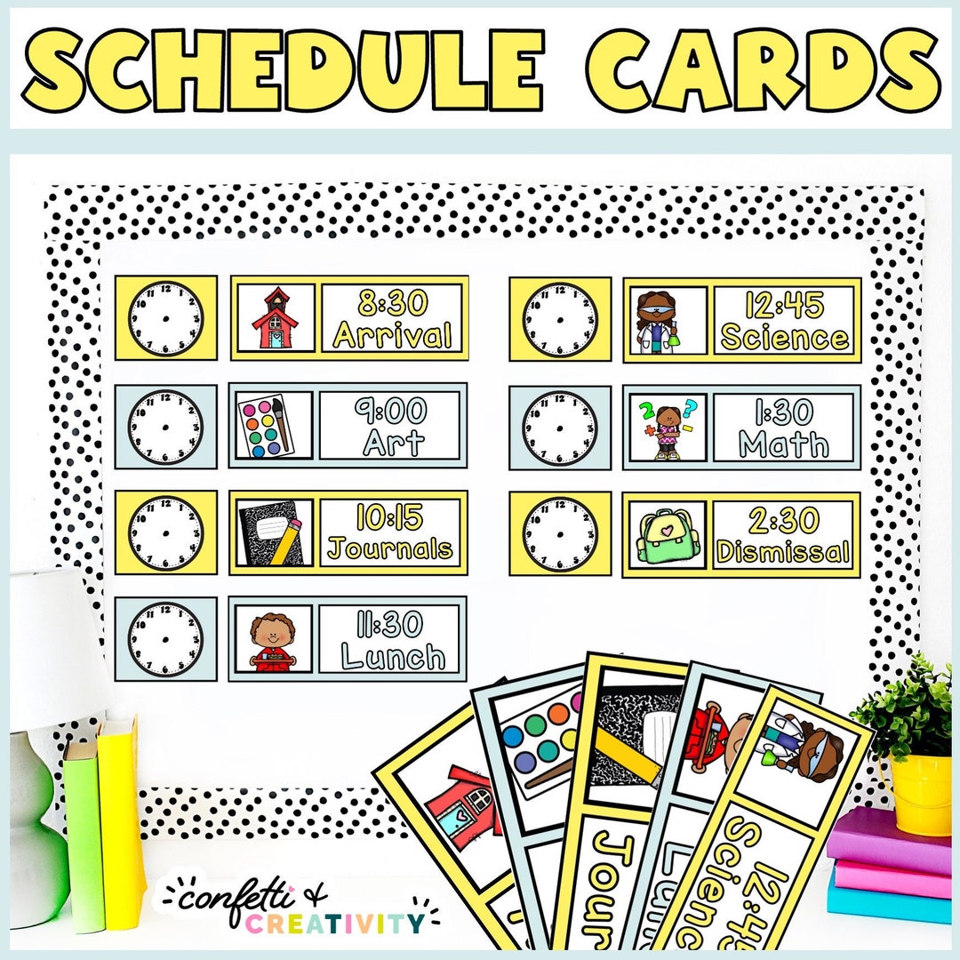 Classroom Daily Schedule Cards Editable Classroom Schedule Elementary ...
