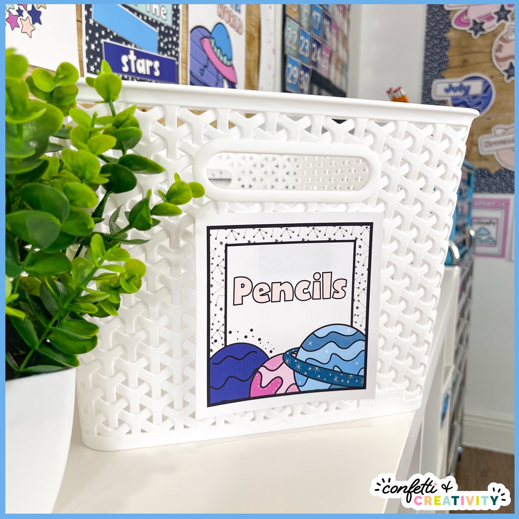 Space Classroom Labels: Editable Template, Hexagon, Circle, Square ...