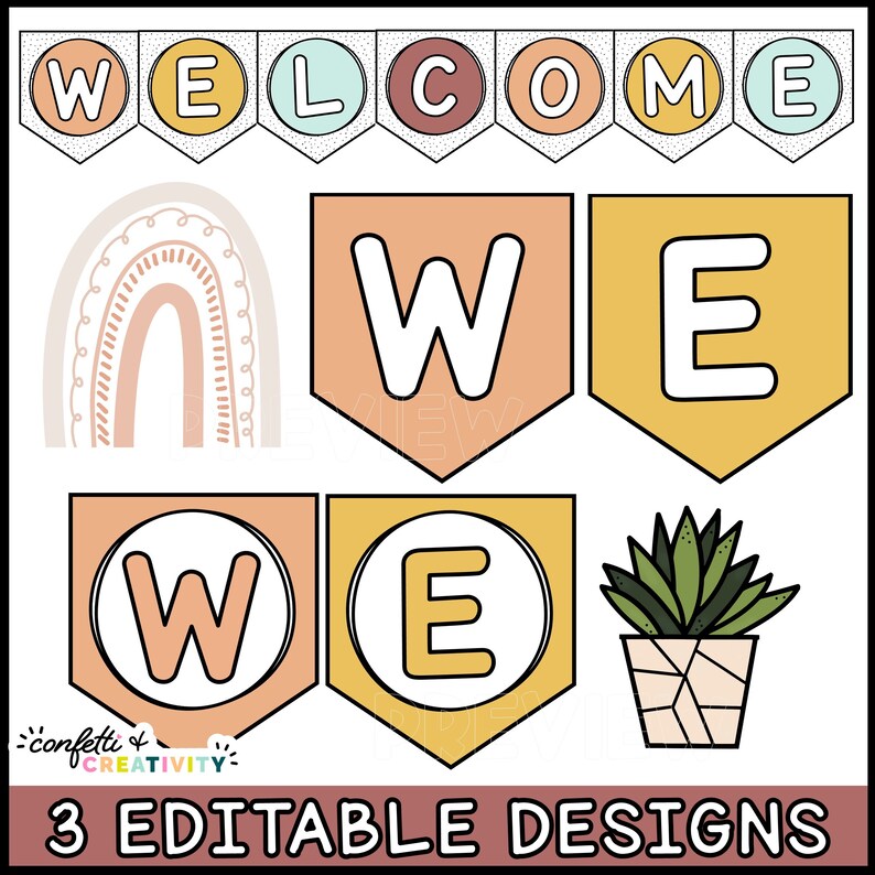 Neutral Classroom Decor: Editable Teacher Welcome Banner (digital ...