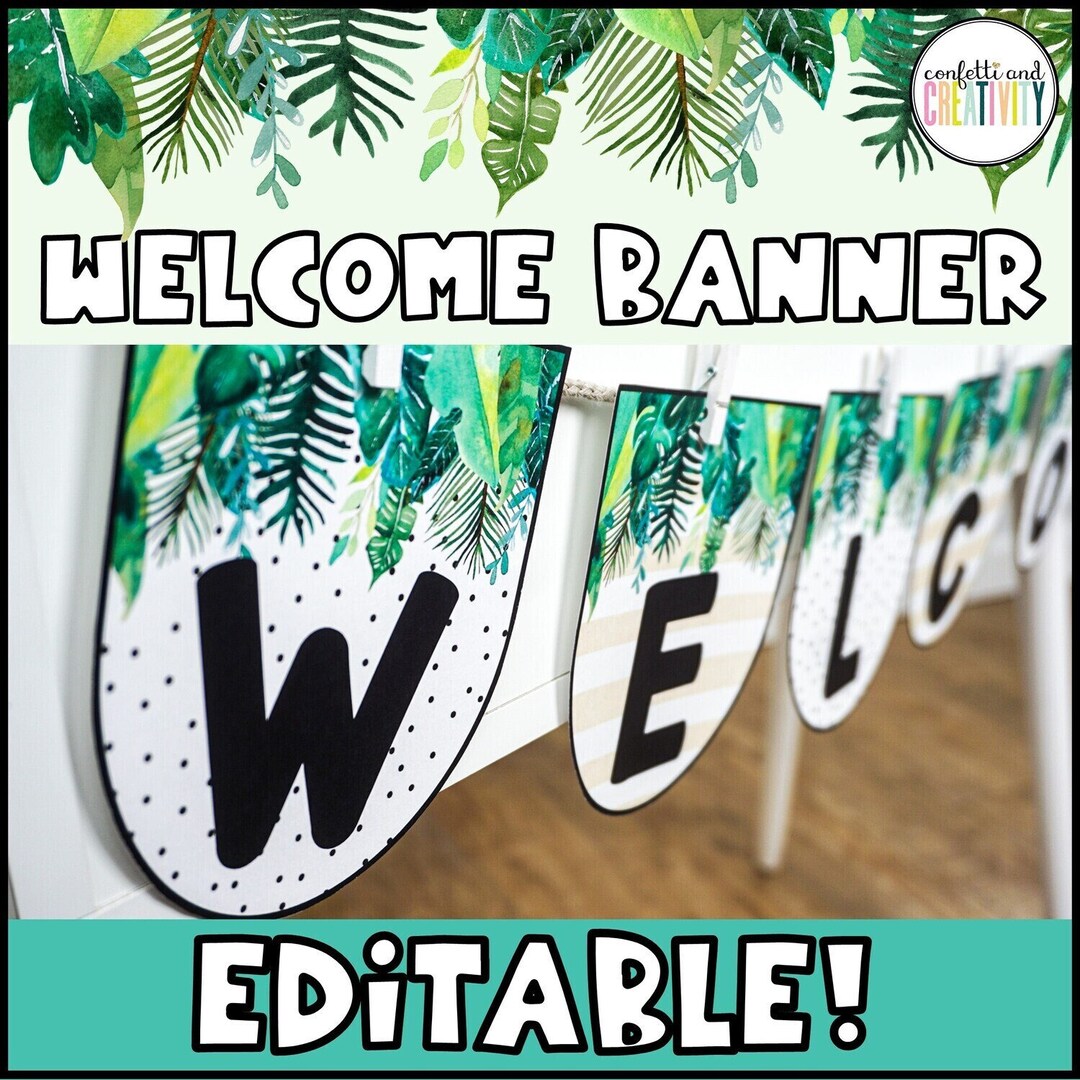 Editable Classroom Welcome Banner | Tropical Classroom Decor ...