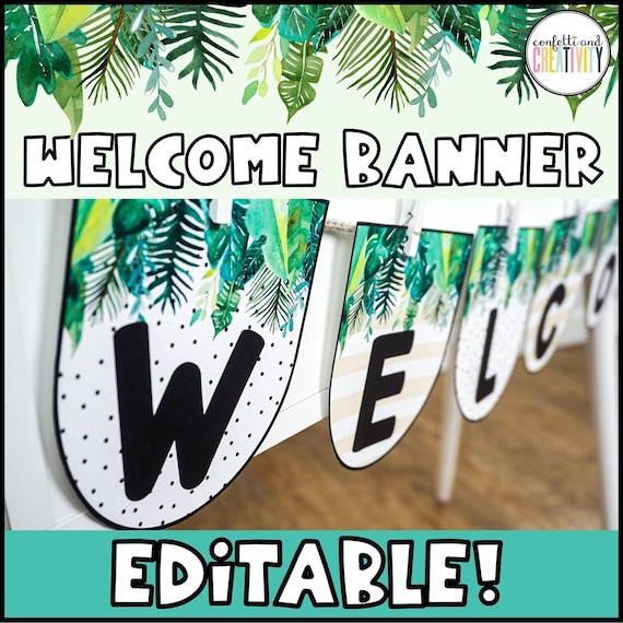 Editable Classroom Welcome Banner Tropical Classroom Decor - Etsy