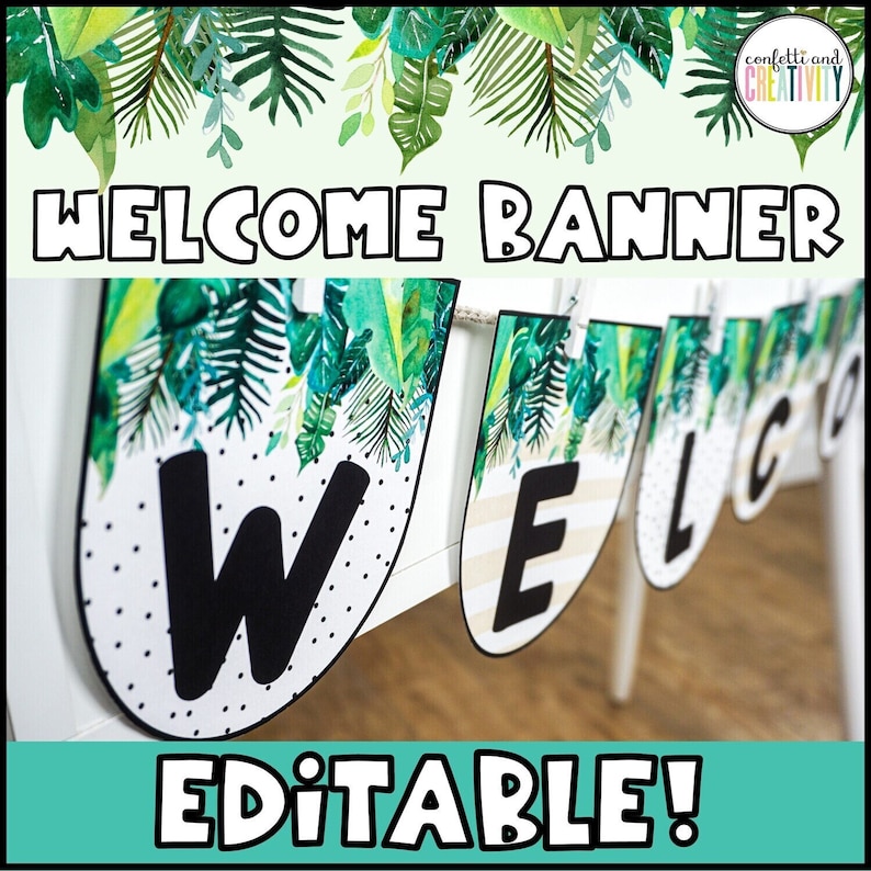 Editable Classroom Welcome Banner Tropical Classroom Decor - Etsy
