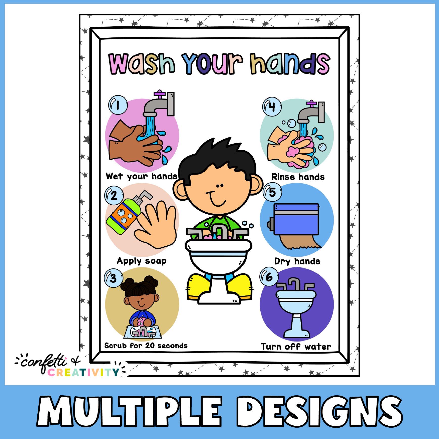 Hand Washing Posters Printable | Classroom Hygiene Charts | Bathroom ...