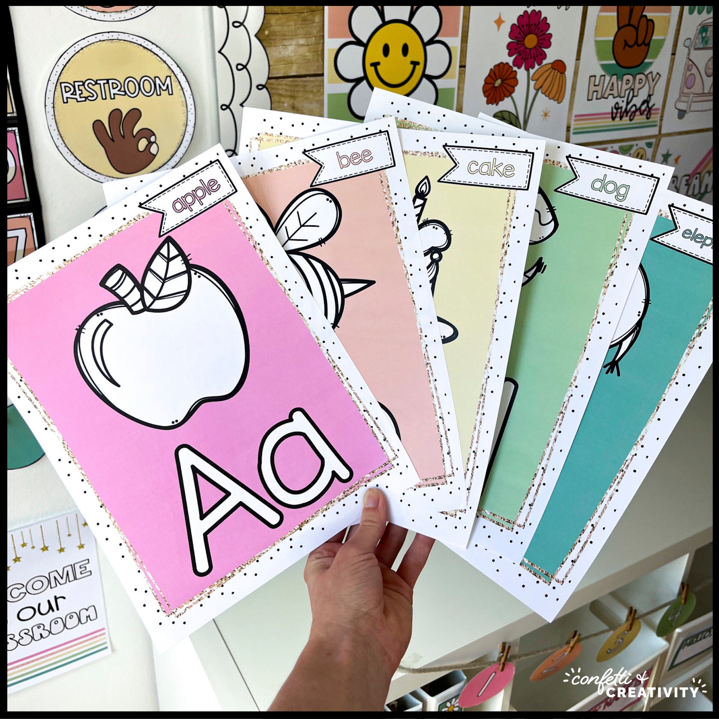 Retro Picture Alphabet Posters: Colorful Classroom Decor (digital ...