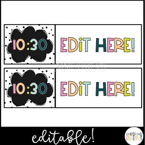 Colorful Classroom Schedule Cards: Editable Elementary Decor (digital ...