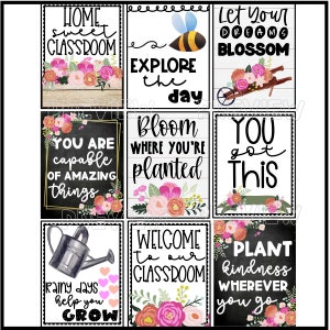 Floral Farmhouse Classroom Quote Posters | Classroom Quotes | Farmhouse ...