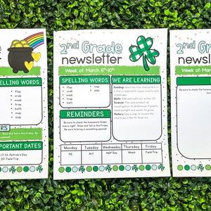 EDITABLE St. Patrick's Day Classroom Newsletter | Teacher Newsletter ...