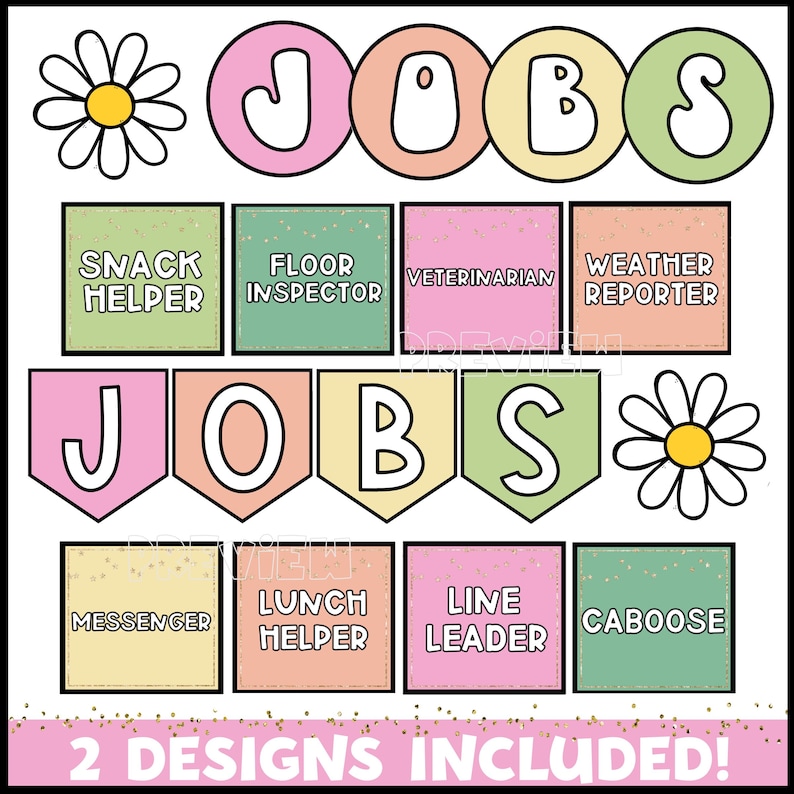Retro Classroom Jobs Display Editable Classroom Jobs - Etsy