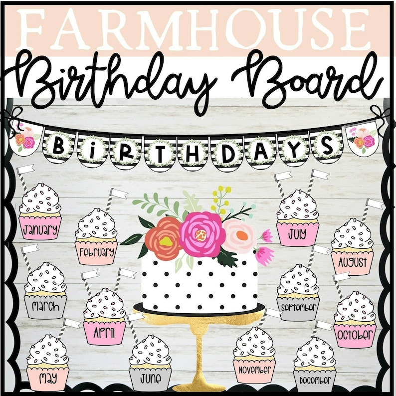 Floral Farmhouse Classroom Birthday Display Birthday Board - Etsy