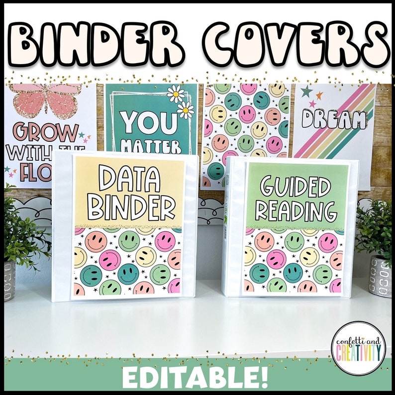 Teacher Binder Covers and Spines Retro Binder Covers - Etsy