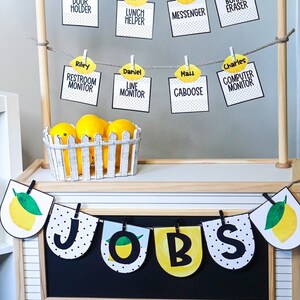 Lemon Classroom Jobs Display | Editable Classroom Jobs | Classroom Job ...