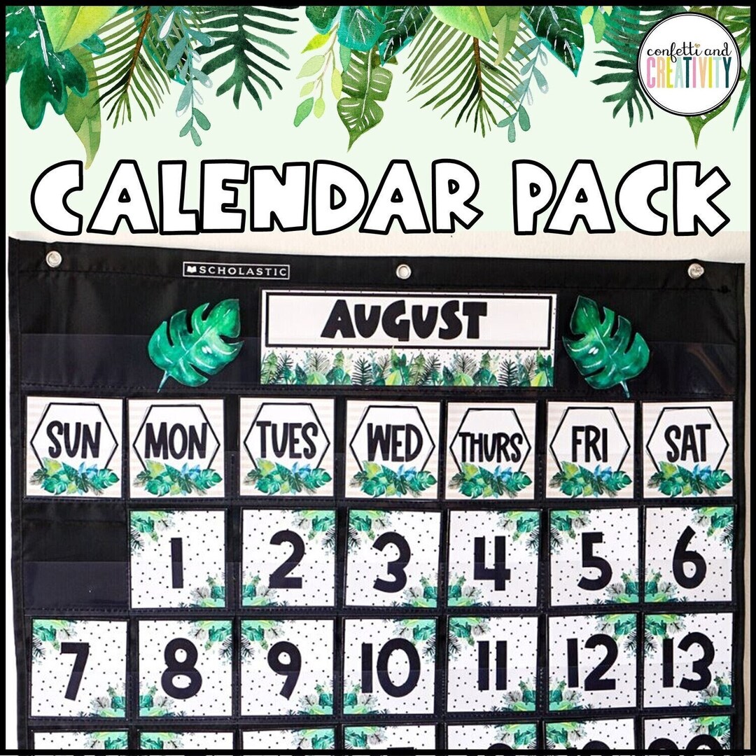Tropical Classroom Calendar Pack | Pocket Chart Calendar Cards | Flip ...