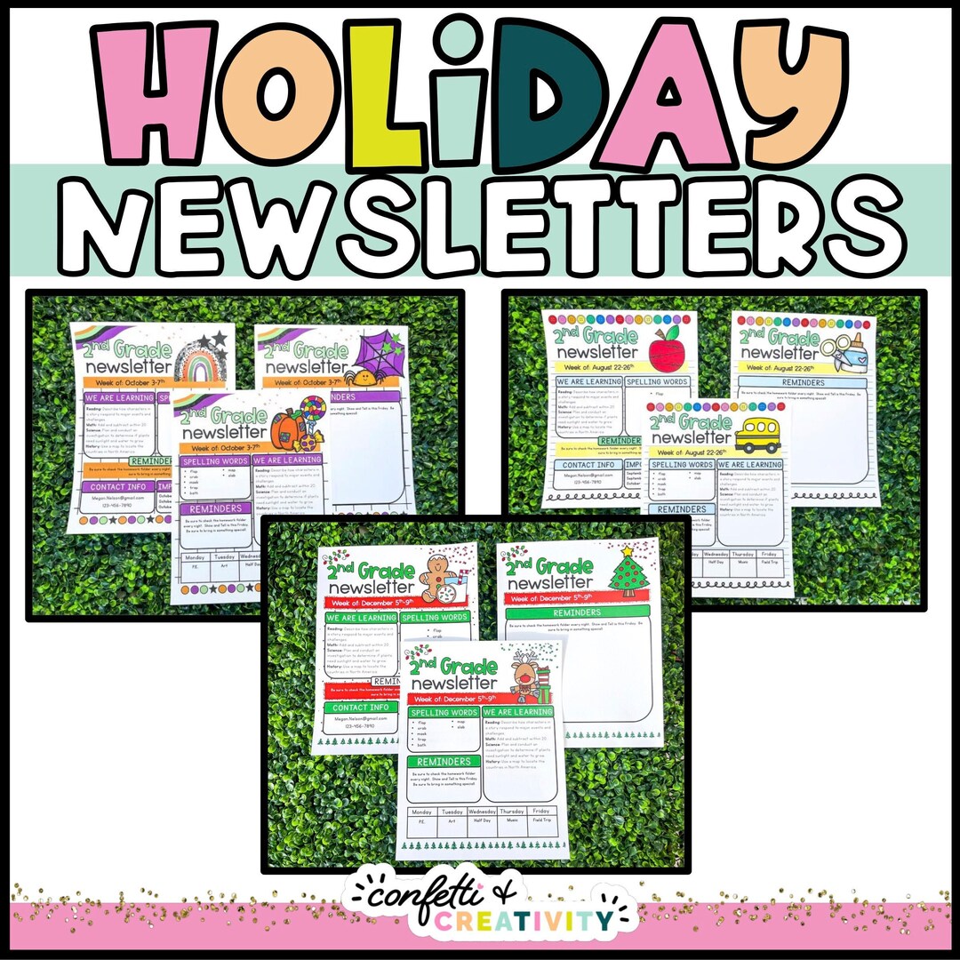 Holiday Classroom Newsletter Bundle Editable School - Etsy