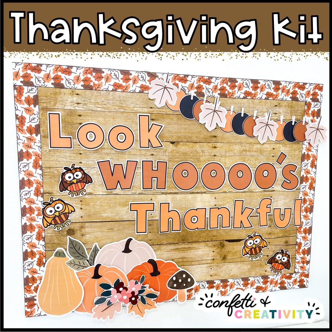 Thanksgiving Bulletin Board Kit: Owl & Turkey Decor (digital Download ...