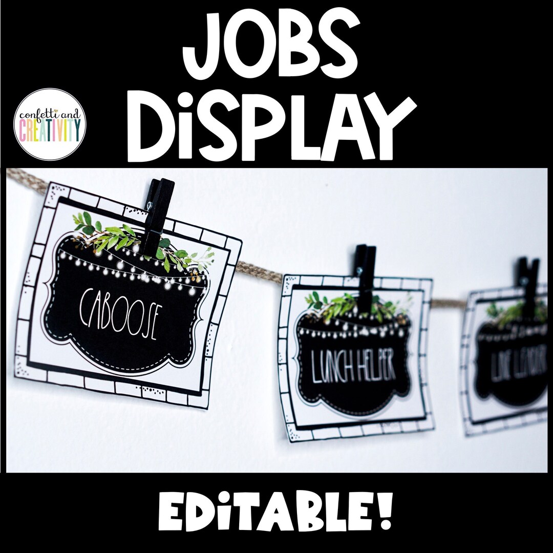 Farmhouse Classroom Jobs Display: Editable Job Cards (digital Download ...