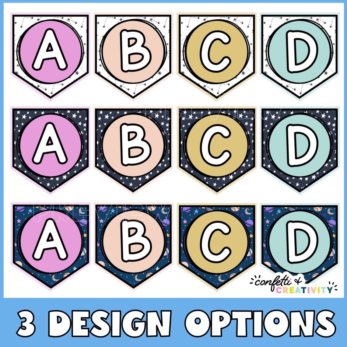 Space Alphabet Banner: Classroom Decor, ABC Bunting (digital Download ...