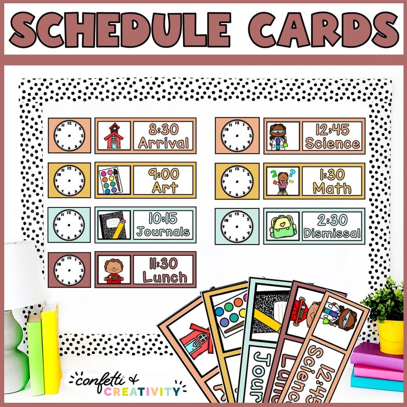 Visual Classroom Schedule Cards: Elementary, Editable (digital Download ...