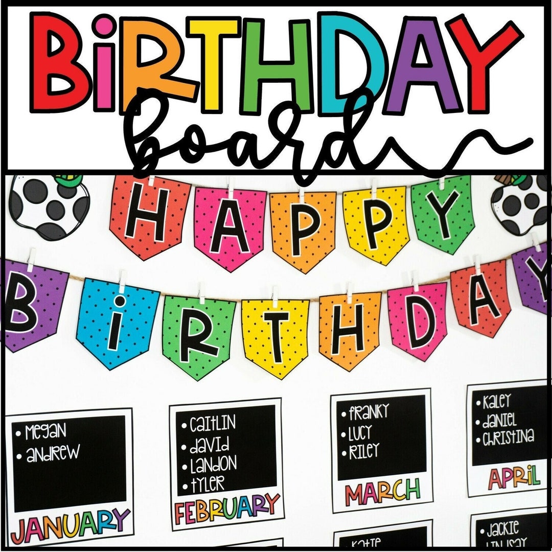 Colorful Classroom Birthday Board: Elementary Decor (digital Download ...
