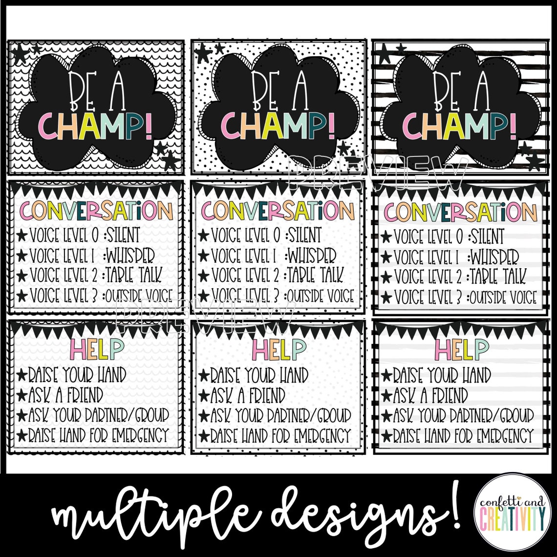 Bold Brights CHAMPS Posters Bold Brights Classroom Decor - Etsy