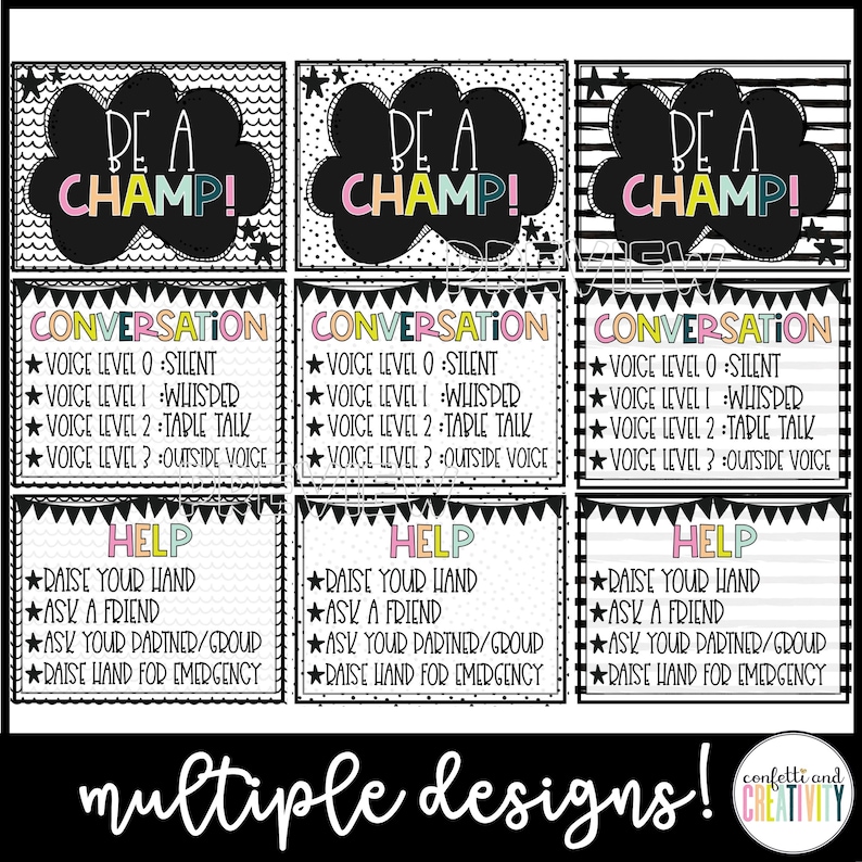 Bold Brights CHAMPS Posters Bold Brights Classroom Decor - Etsy