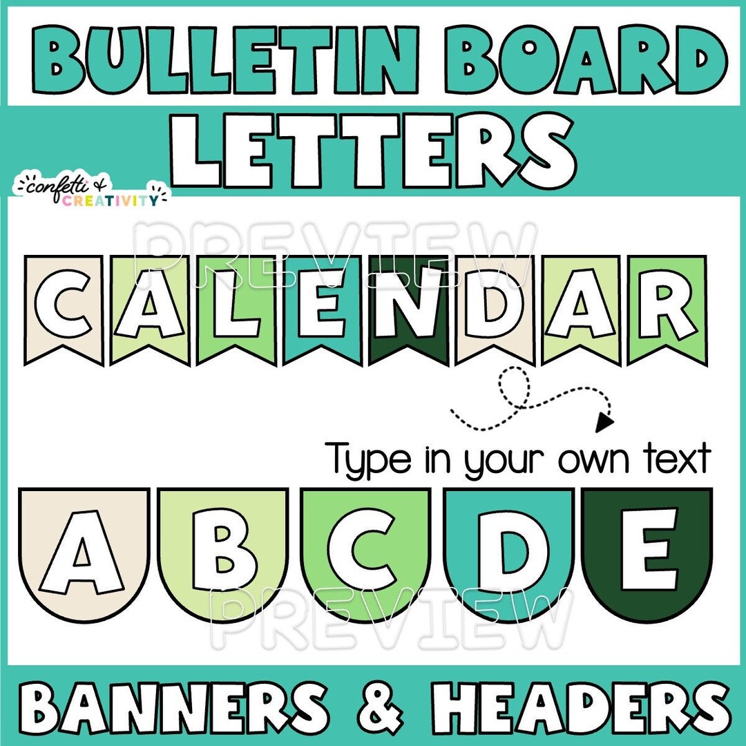 Bulletin Board Letters | Green Bulletin Board Letters | Editable ...