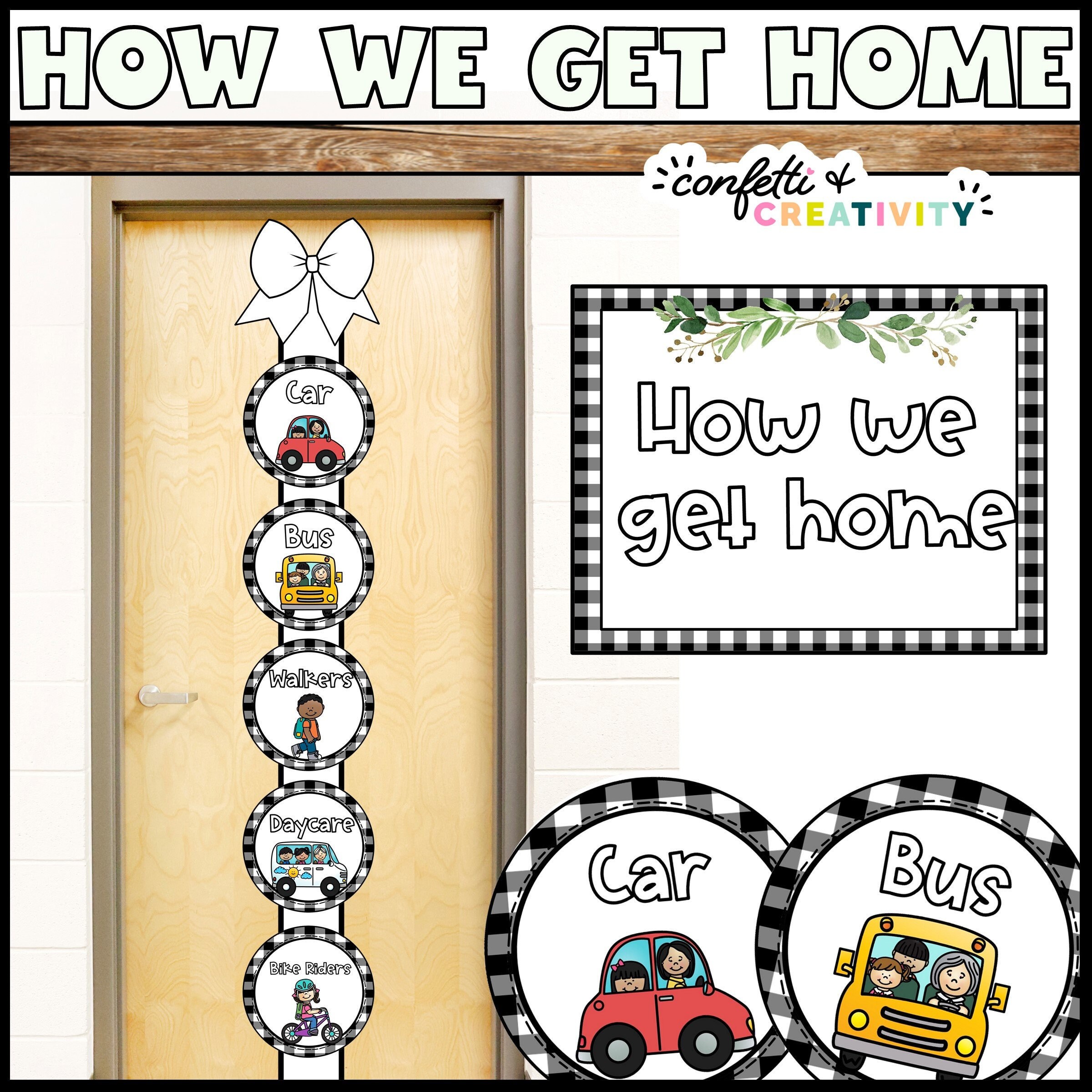 Farmhouse Classroom Dismissal Chart: Editable How We Get Home Display ...