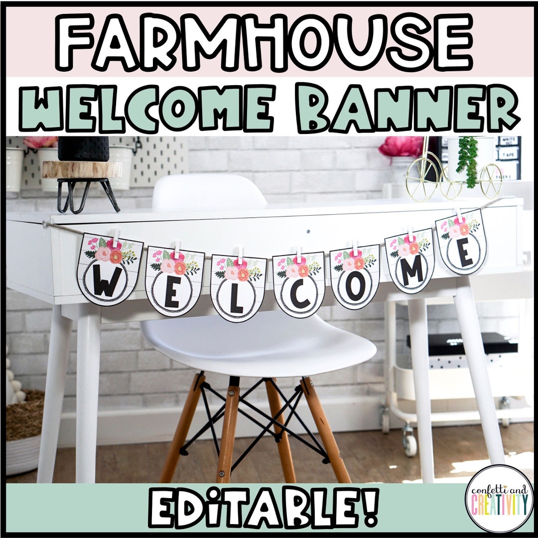 Editable Classroom Welcome Banner | Floral Farmhouse Classroom Decor ...