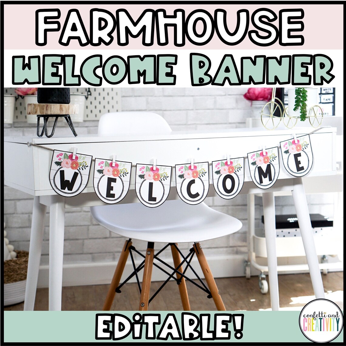 Editable Classroom Welcome Banner Floral Farmhouse Classroom - Etsy