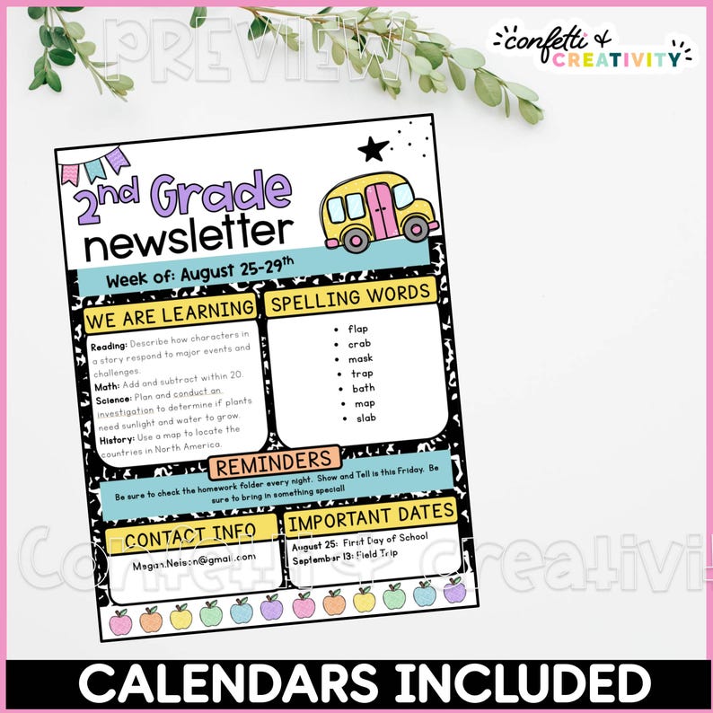 Editable Classroom Newsletter Template: Back to School, Teacher ...