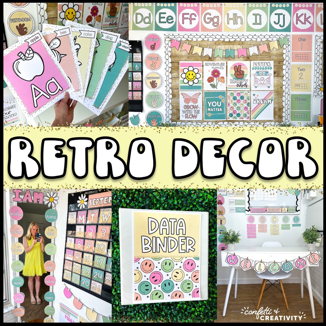 Retro Classroom Decor Bundle: Smiley Faces, Daisies (digital Download ...
