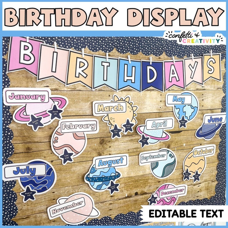 Space Birthday Bulletin Board: Elementary Classroom Decor (digital ...