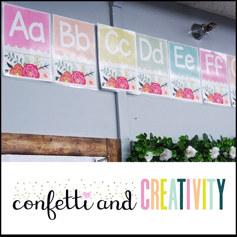 Floral Farmhouse Alphabet Posters for the Classroom - Etsy