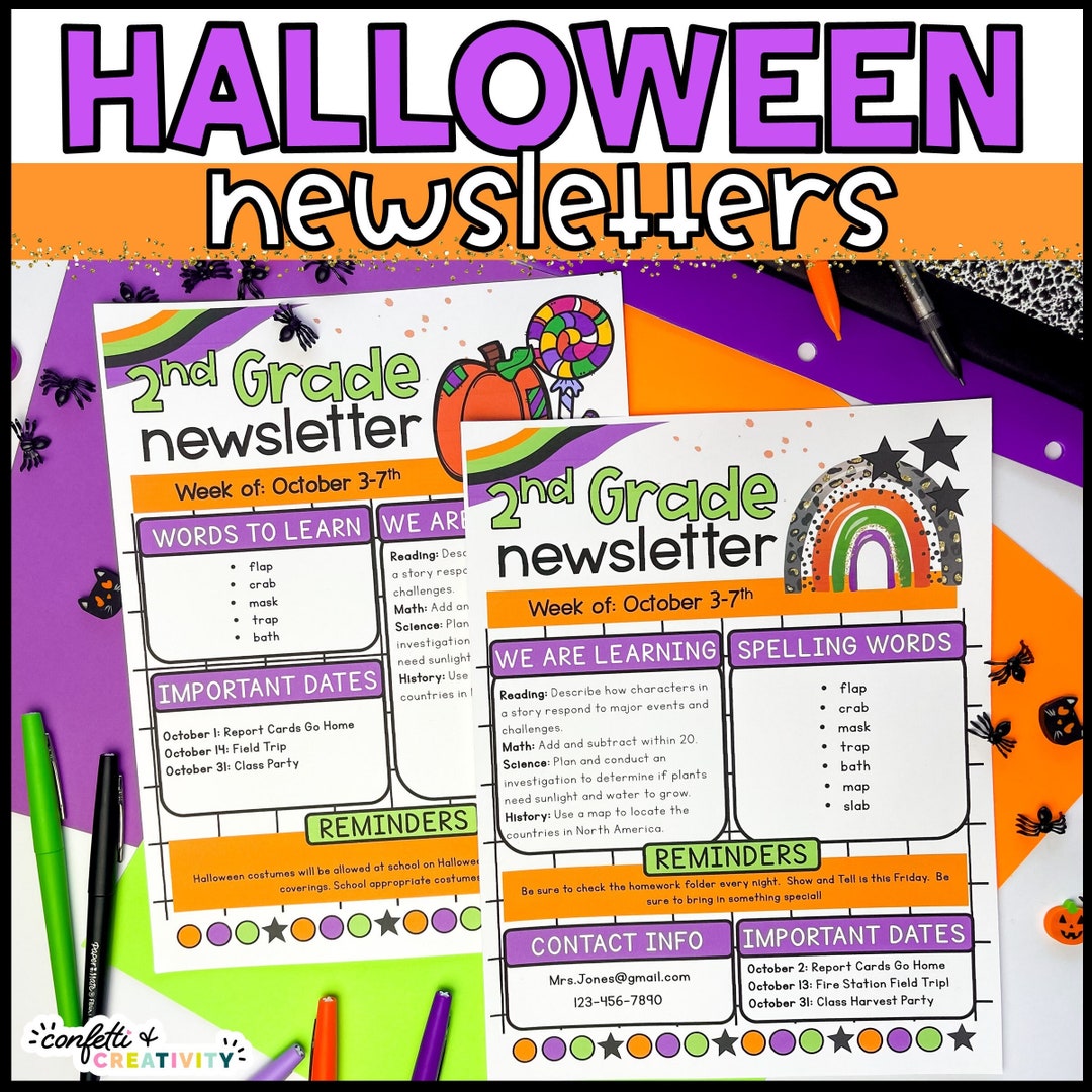 Halloween Classroom Newsletter Template: Editable October Newsletter ...