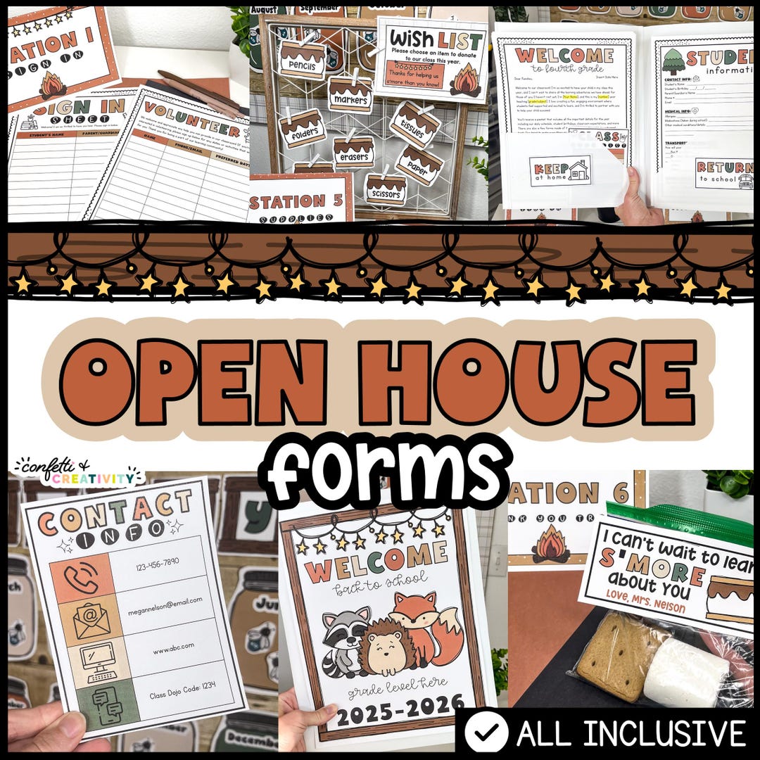 Camping Theme Open House Kit: Editable Teacher Forms (digital Download ...
