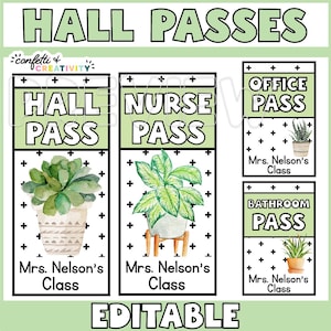 PRINTABLE Classroom Hall Passes Personalized Classroom Hall Pass ...