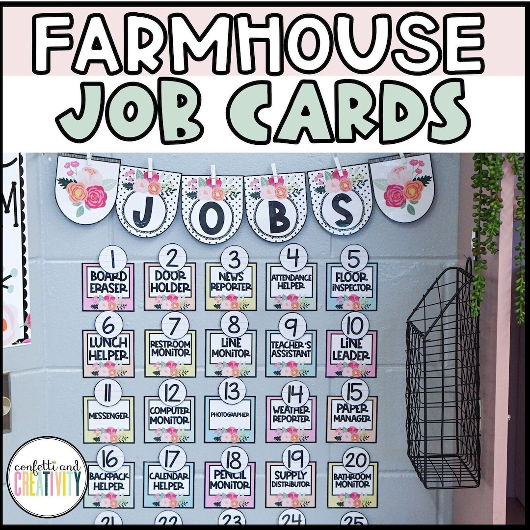 Floral Classroom Job Chart: Editable Elementary Display (digital ...